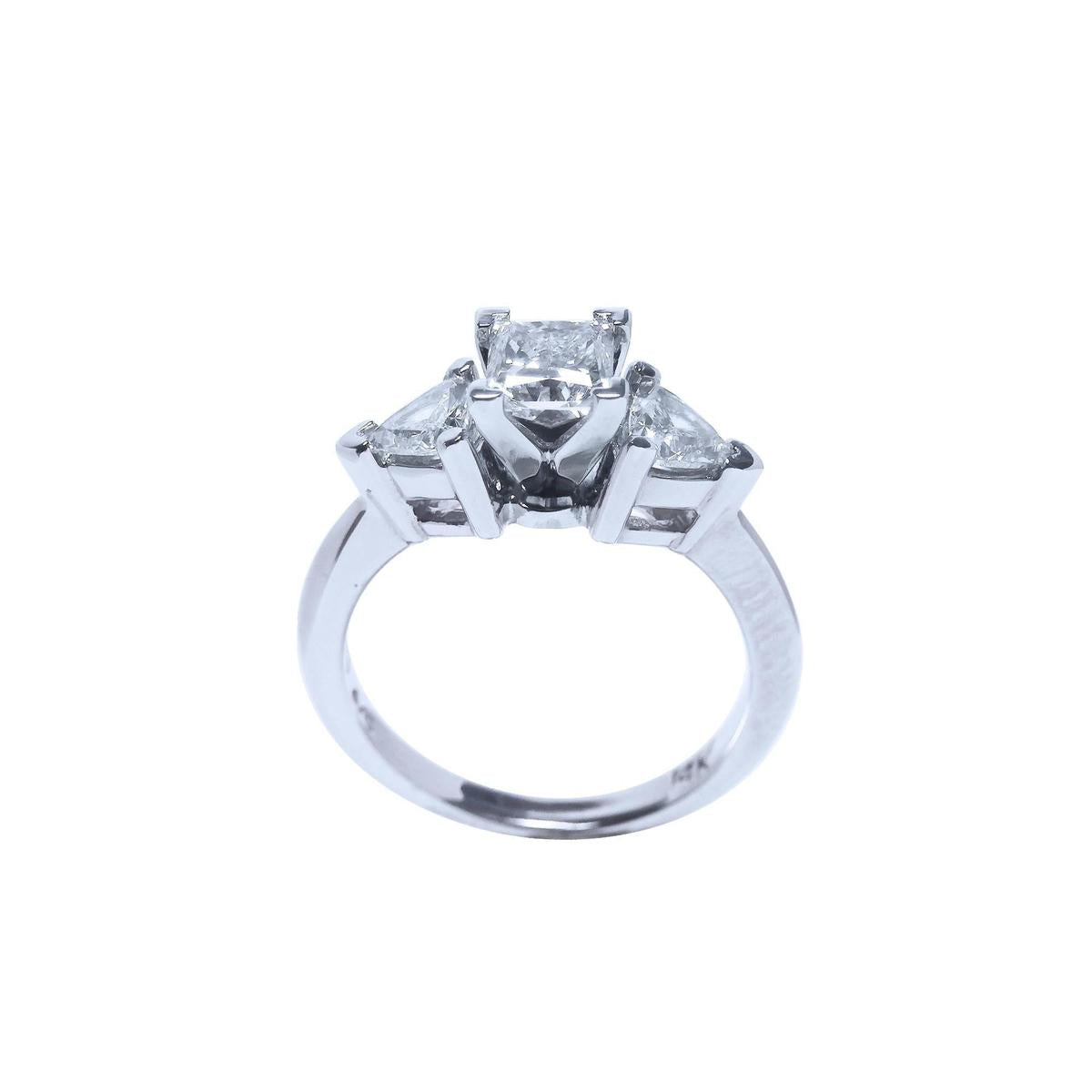 1.25 cttw. Three Stone Princess cut Trillion Side Natural Diamonds Eng